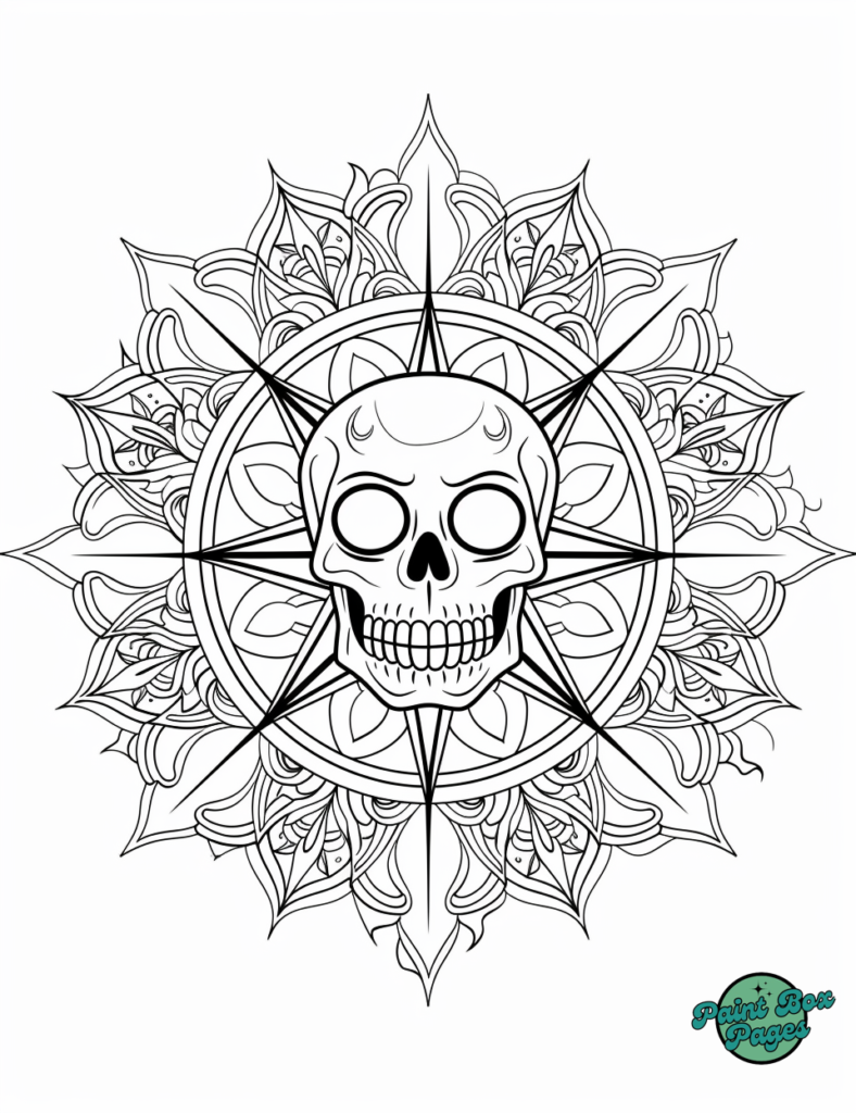 26 Patterned Skull Mandala Coloring Pages
