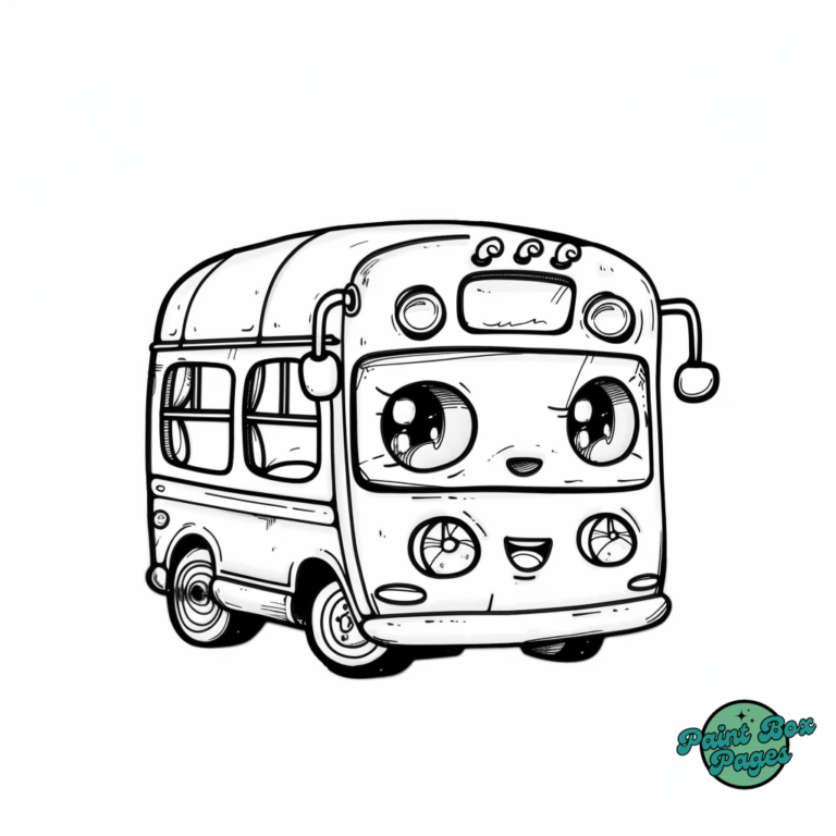 8 Cartoon Bus Coloring Page Free Printable