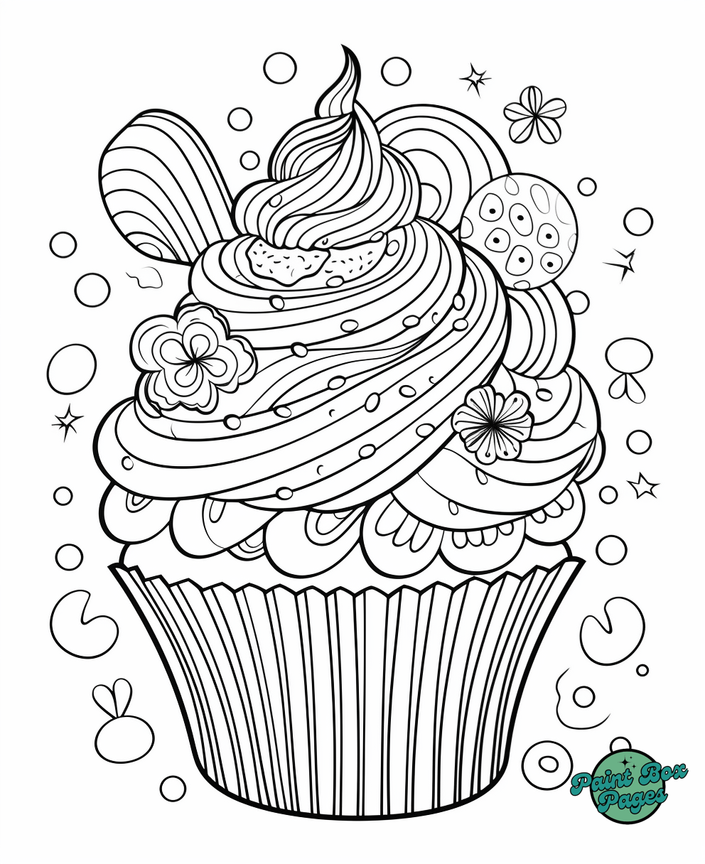 Unique Sprinkle Cupcake Coloring Pages
