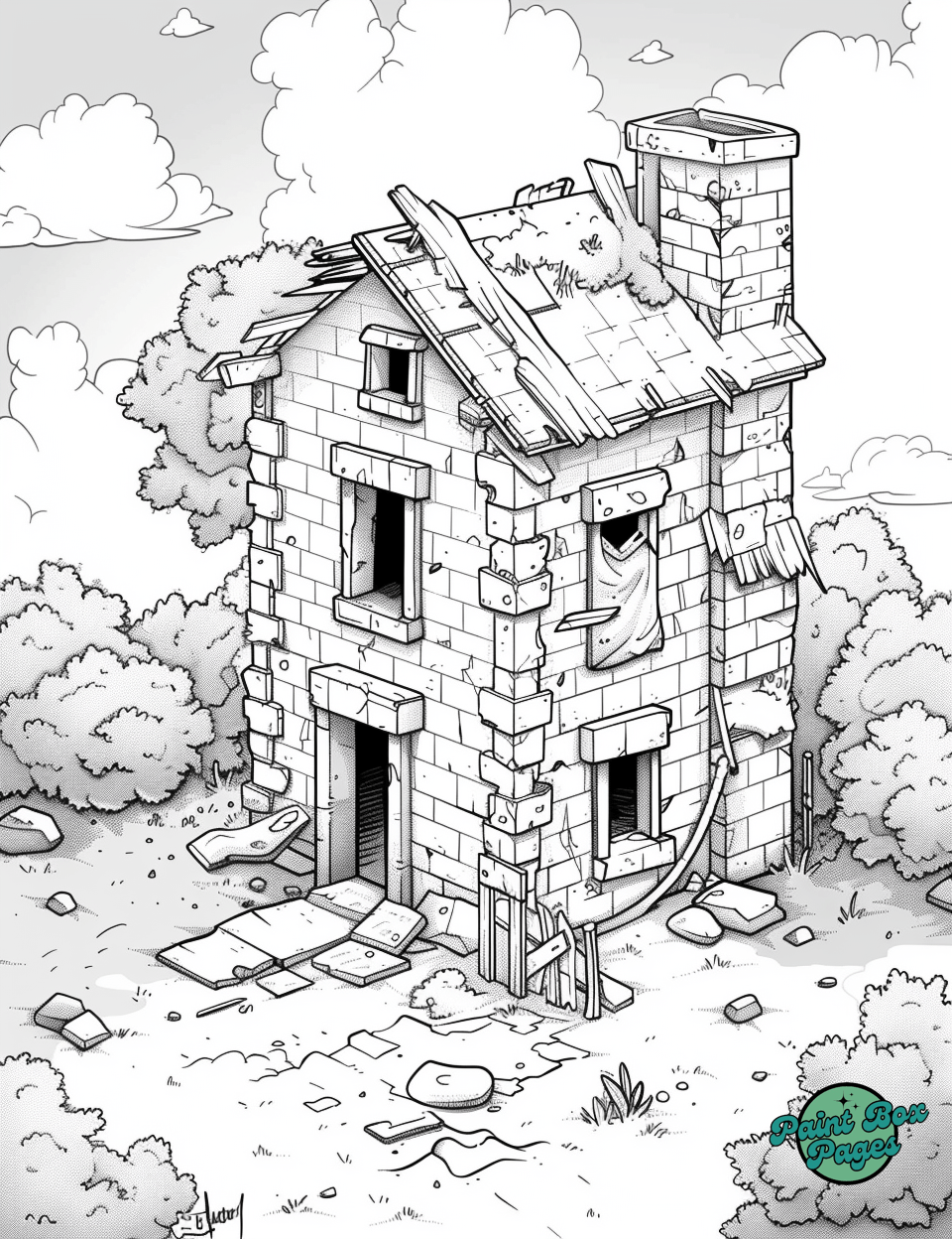 Isometric Zombie Apocalypse Coloring Page Printables