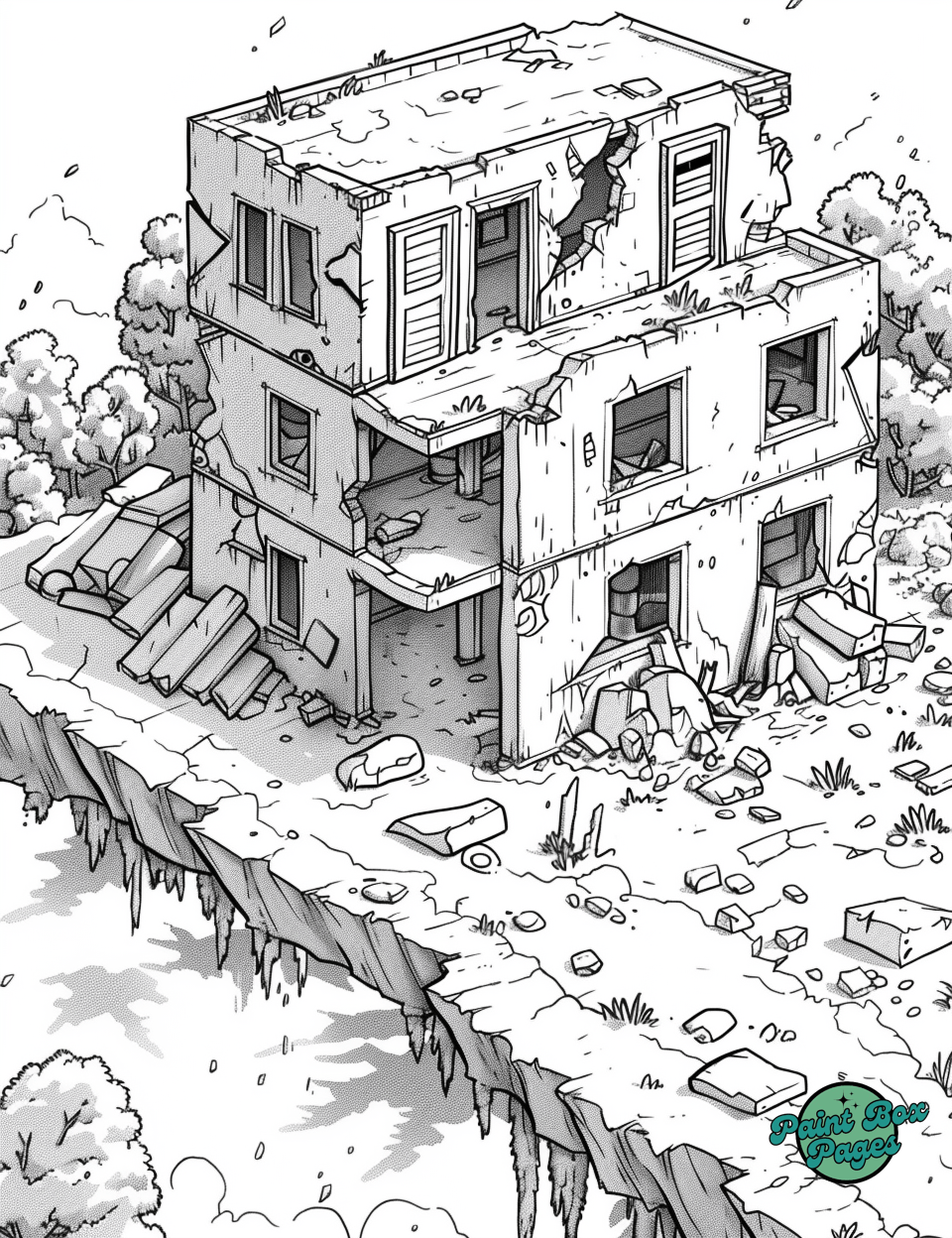 Isometric Zombie Apocalypse Coloring Page Printables