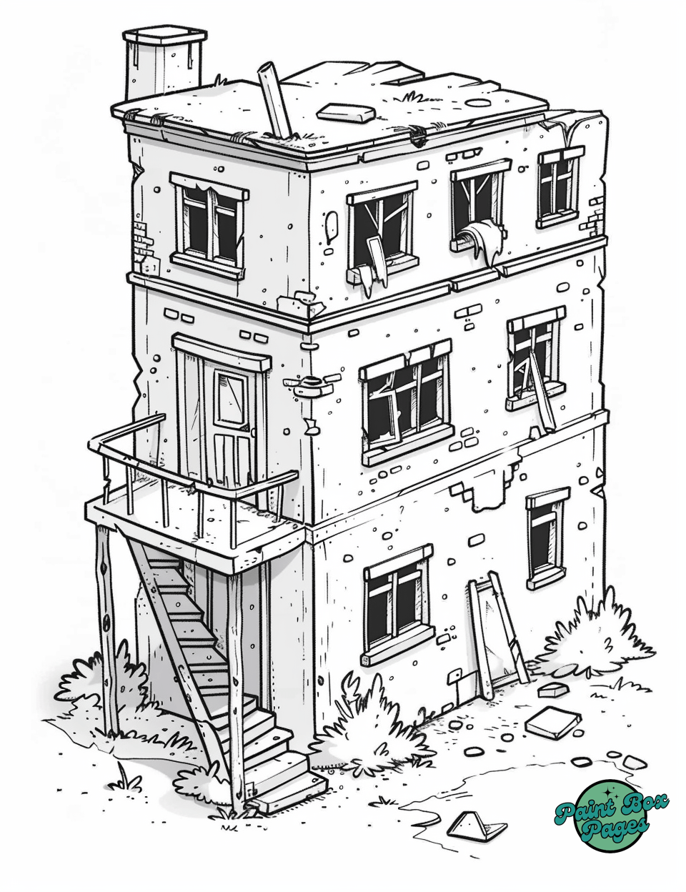 Isometric Zombie Apocalypse Coloring Page Printables