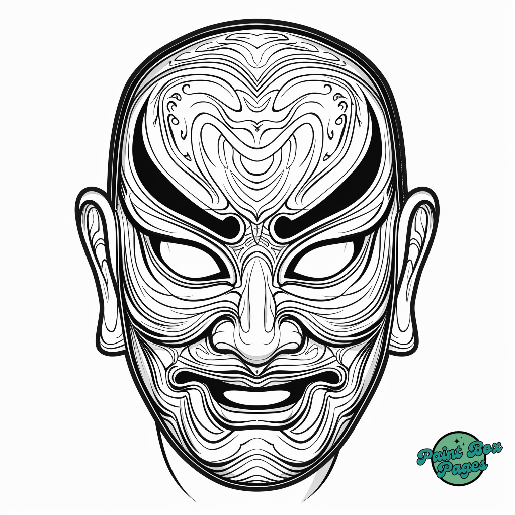 60 Asian Chinese Opera Mask Coloring Pages