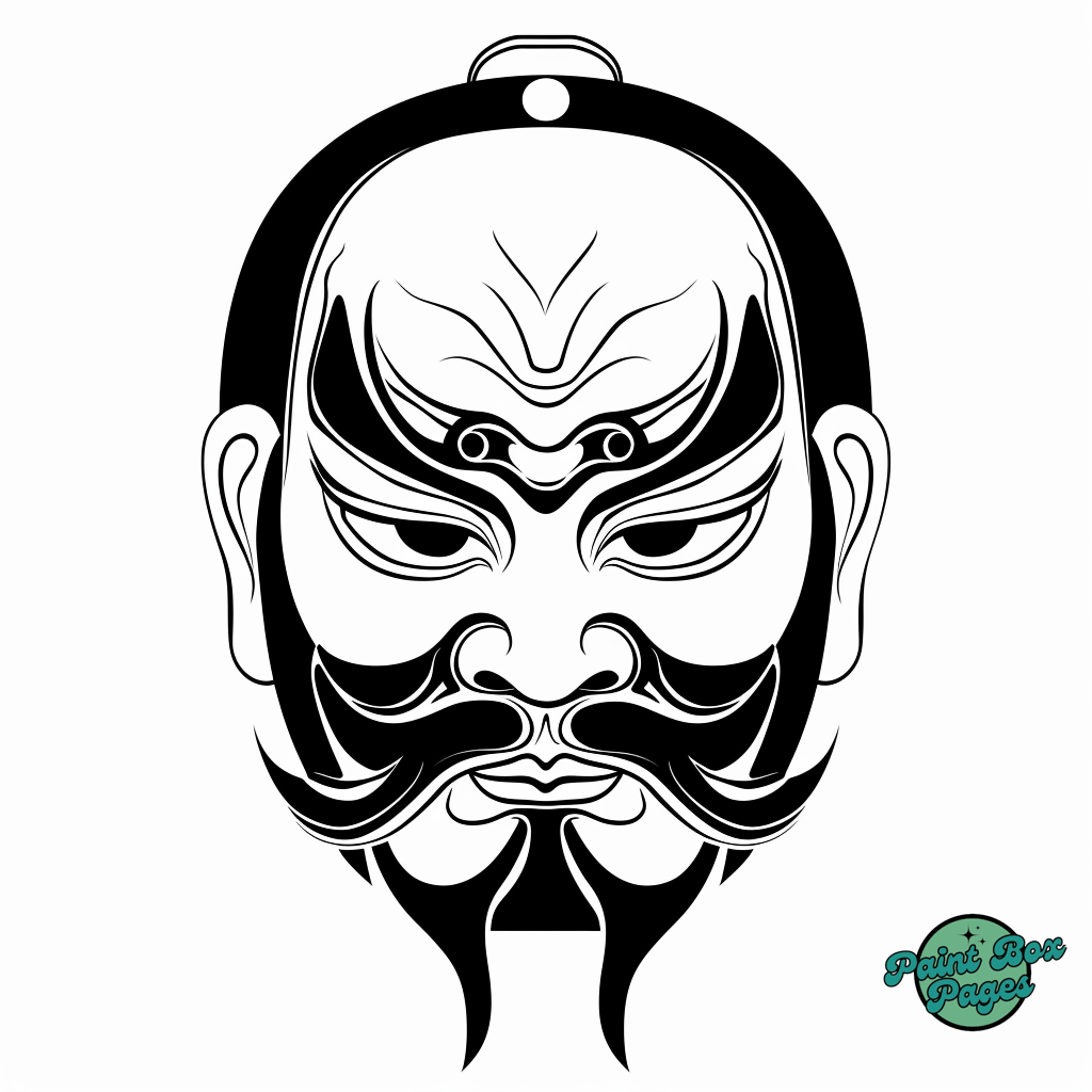60 Asian Chinese Opera Mask Coloring Pages
