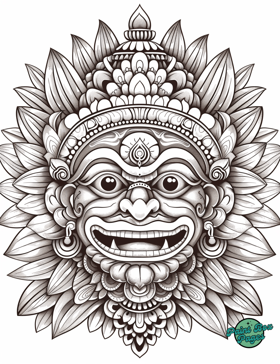 Chhau Mask Coloring Printable Pages