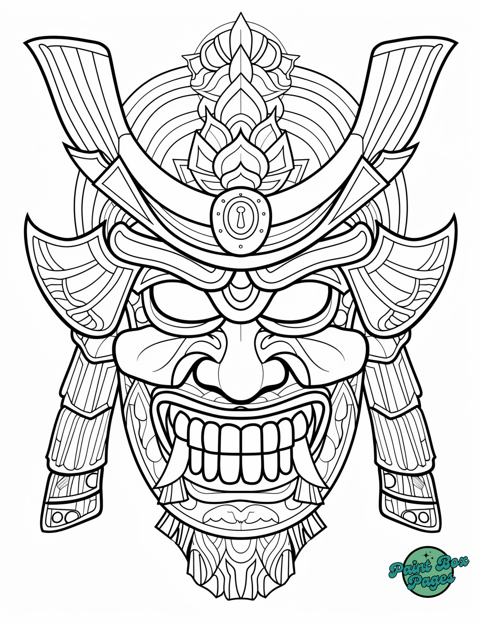 Samurai Mask Coloring Pages