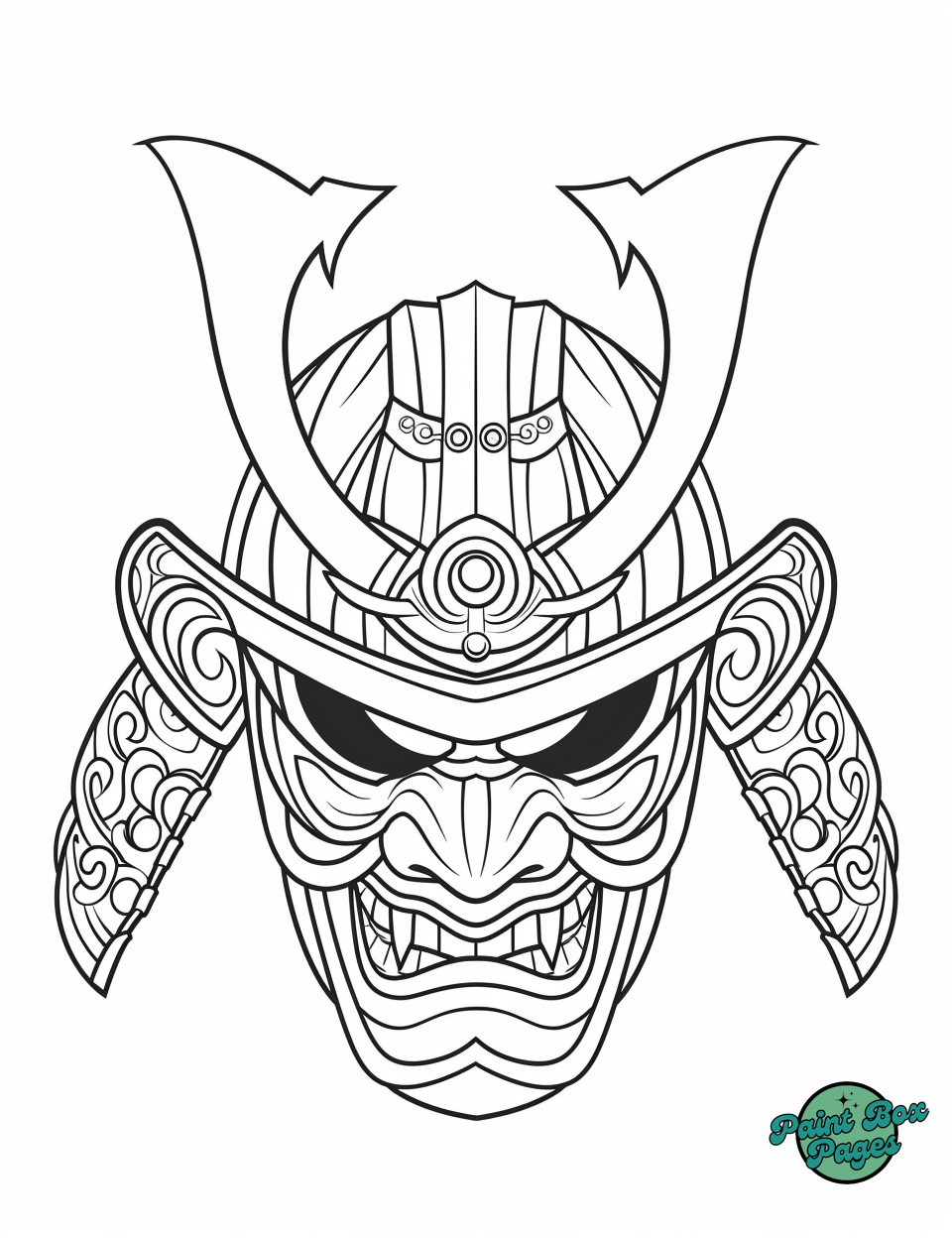 Samurai Mask Coloring Pages