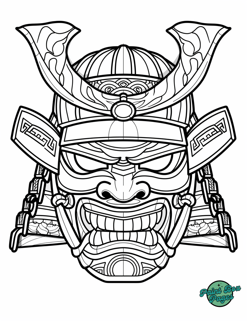 Samurai Mask Coloring Pages