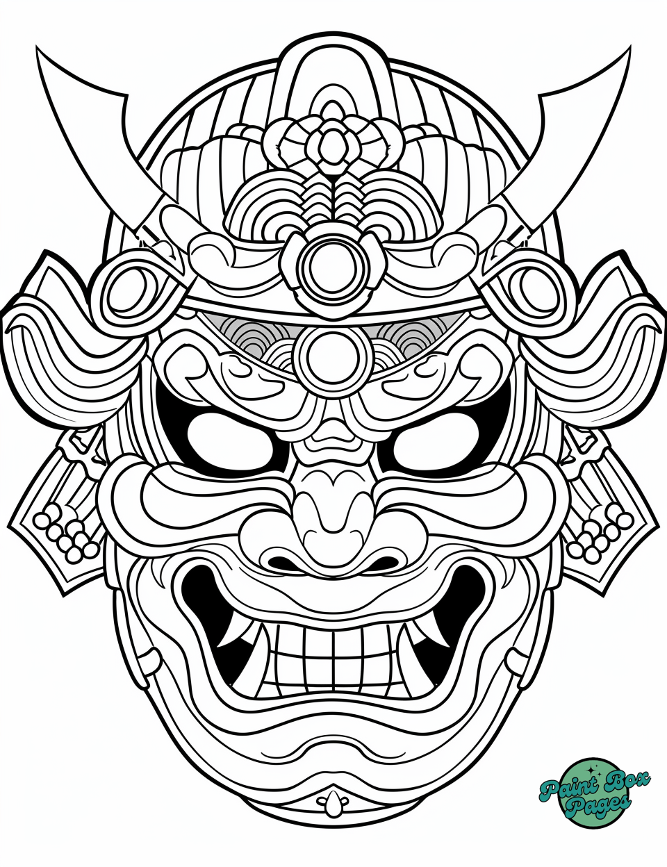 Samurai Mask Coloring Pages