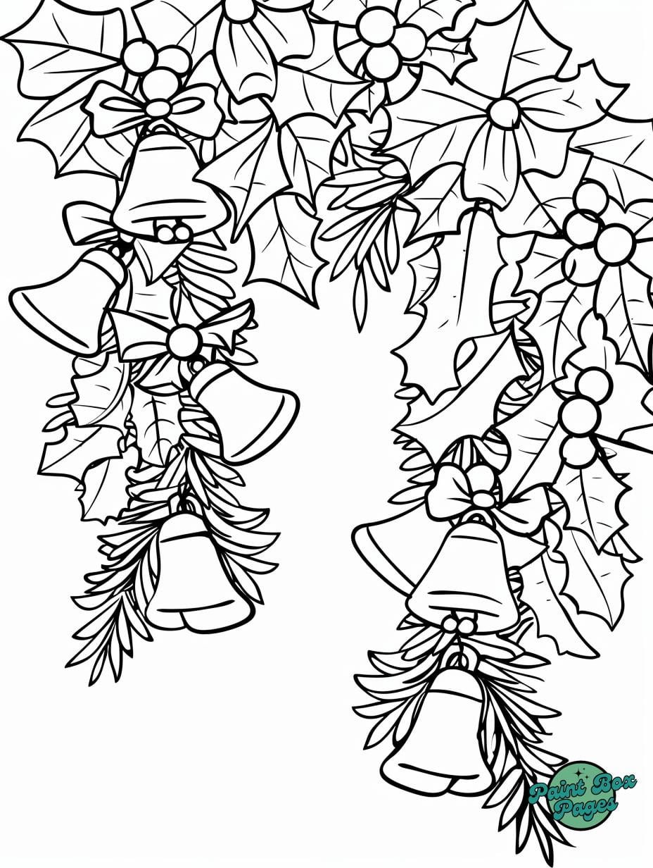 28 Christmas bell garland easy coloring pages