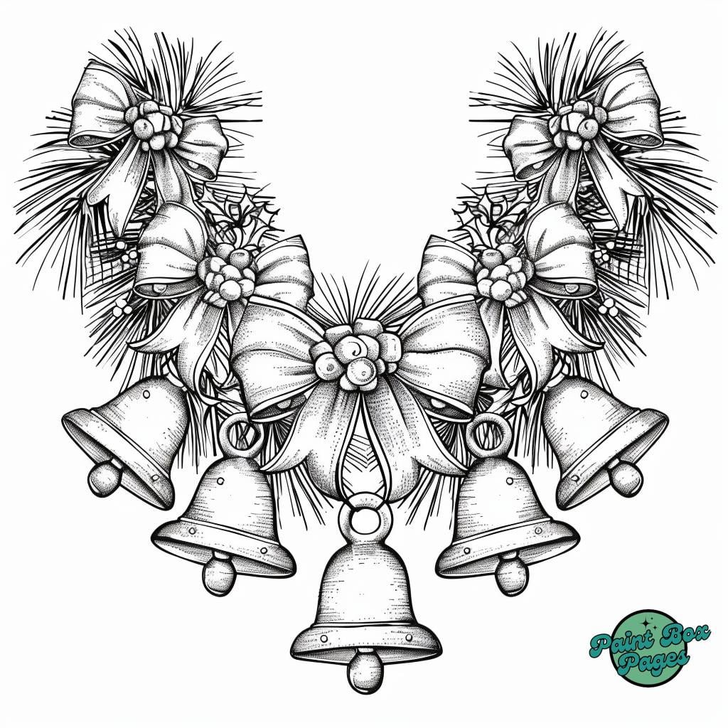 28 Christmas bell garland easy coloring pages